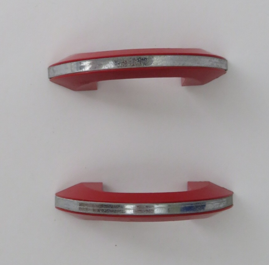 Vintage Red Drawer Pulls with Chrome Stripe – Pair – 2 13/16" Long, 1 ...