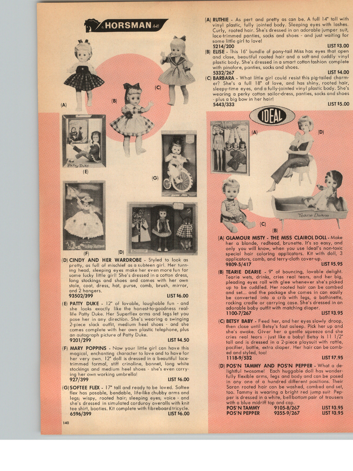 1966 PAPER AD Barbie Doll Bend Legs Skipper Skooter Ken Horsman Patty ...
