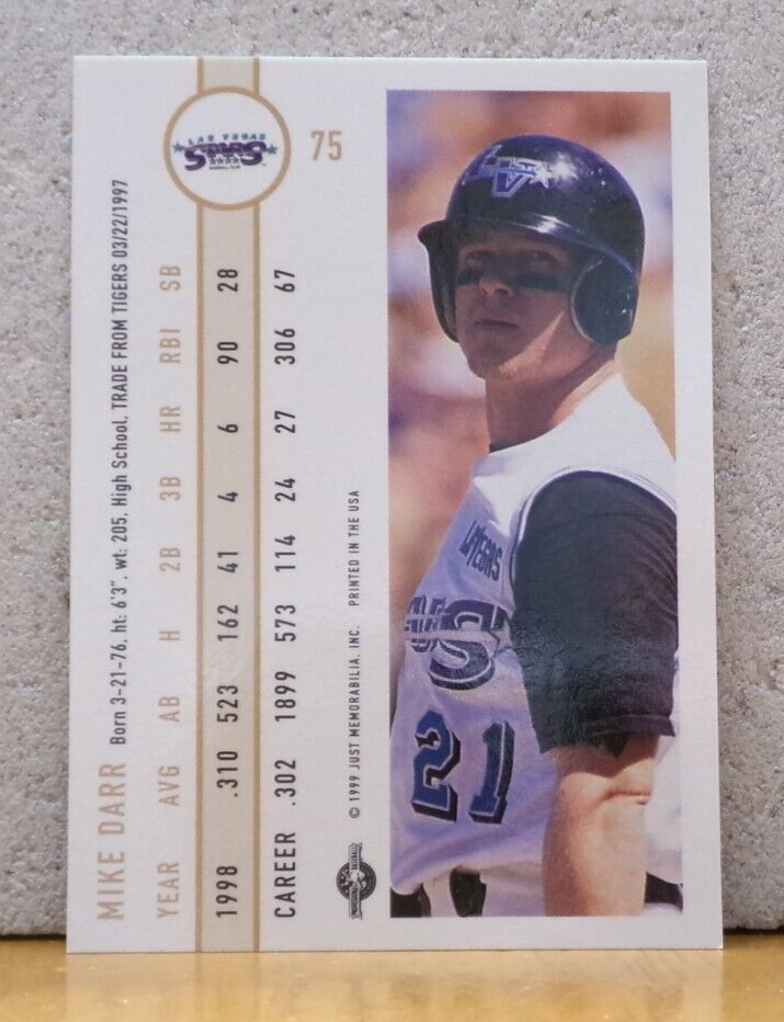 AUCTION - 550 BASEBALL CARD JUST 1999 MIKE DARR LAS VEGAS STARS | eBay