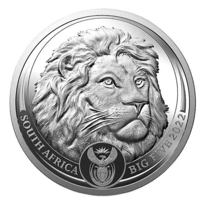 2022 1oz SA Big Five Series II - Lion .999 Silver Proof 2 Coin Set Intl ...