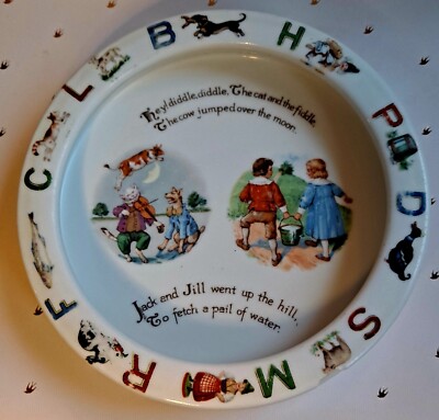 VINTAGE CHILD'S PLATE Hey! Diddle Diddle/Jack & Jill/ABC's - BAVARIA ...
