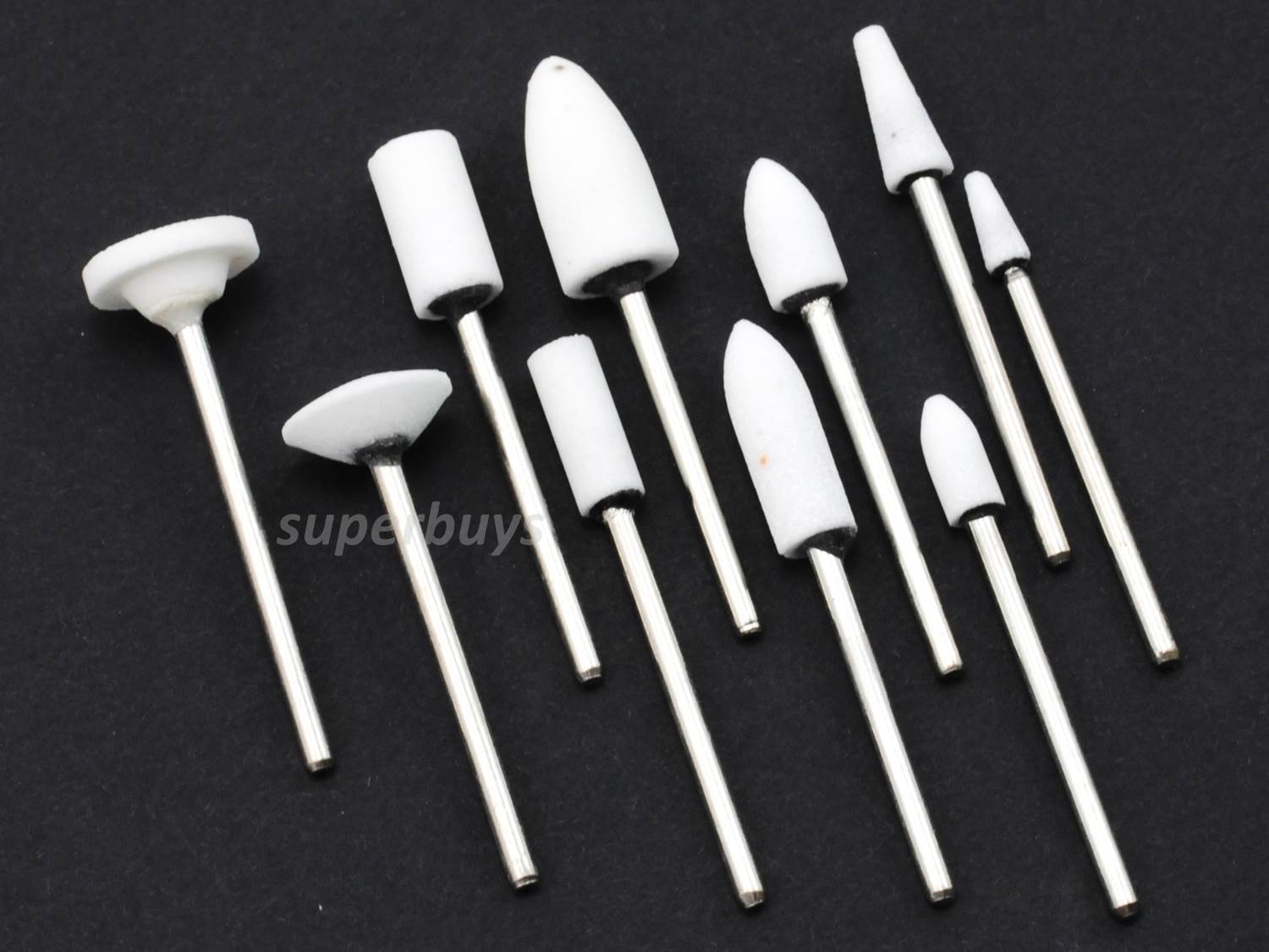 White 10pc Ceramic Stone Polishing Grinding Rotary Grinder Drill Bit ...