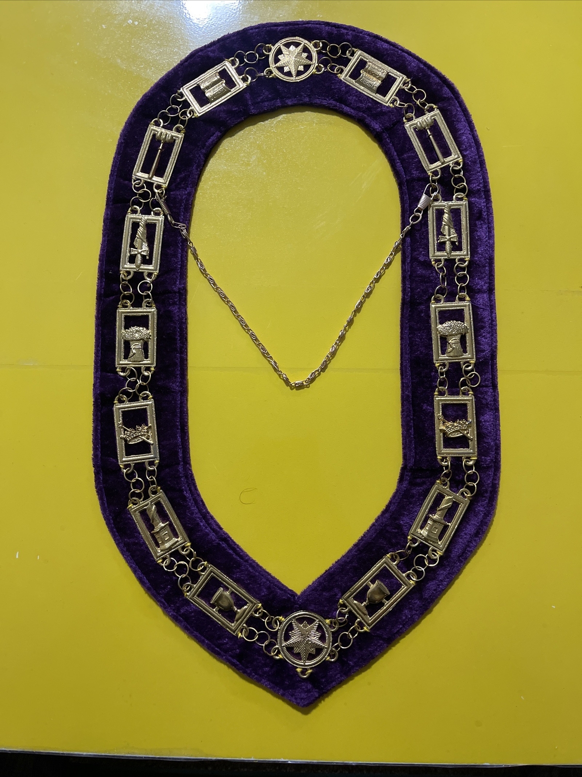 Masonic Regalia OES Order of Star Metal Chain Collar PURPLE Backing | eBay