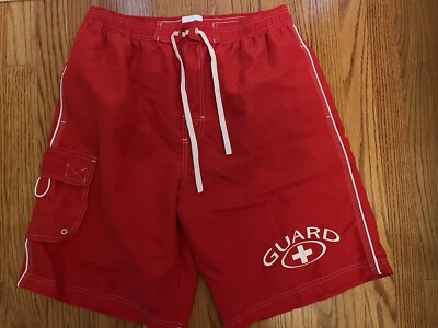 Waterpro Men’s Lifeguard Red Swim Trunks Shorts Size M | eBay
