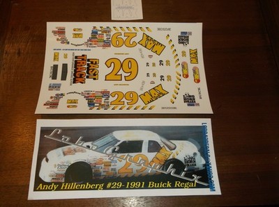 Andy Hillenberg #29 1991 FAST TRACK/MAX Buick 1/24/25th scale decals ...