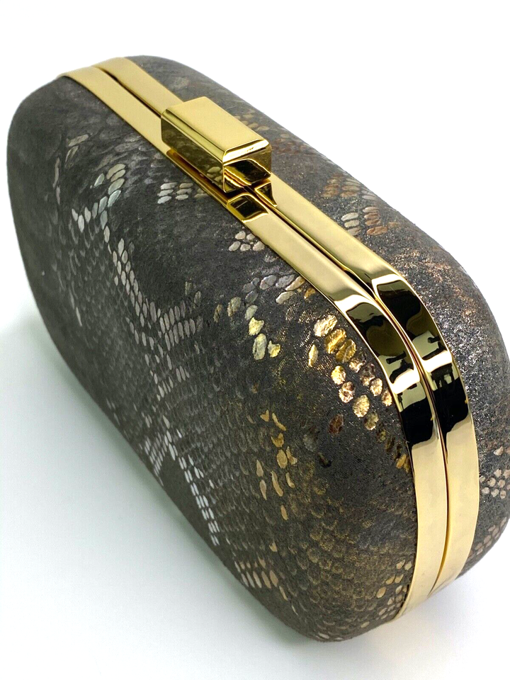 Inge Christopher Multi Metallic Boa Print Leather Minaudiere Evening ...