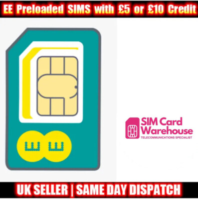 EE Pay As You Go Trio SIMs Preloaded with £5 or £10 Credit latest new ...