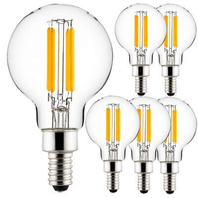 6Pack E12 Led Dimmable G16.5 Globe Light Bulb, Candelabra Bulb, 5W (60W ...
