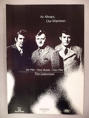 The Letterman PRINT AD - 1969 ~~ Jim Pike, Tony Butala, Gary Pike | eBay