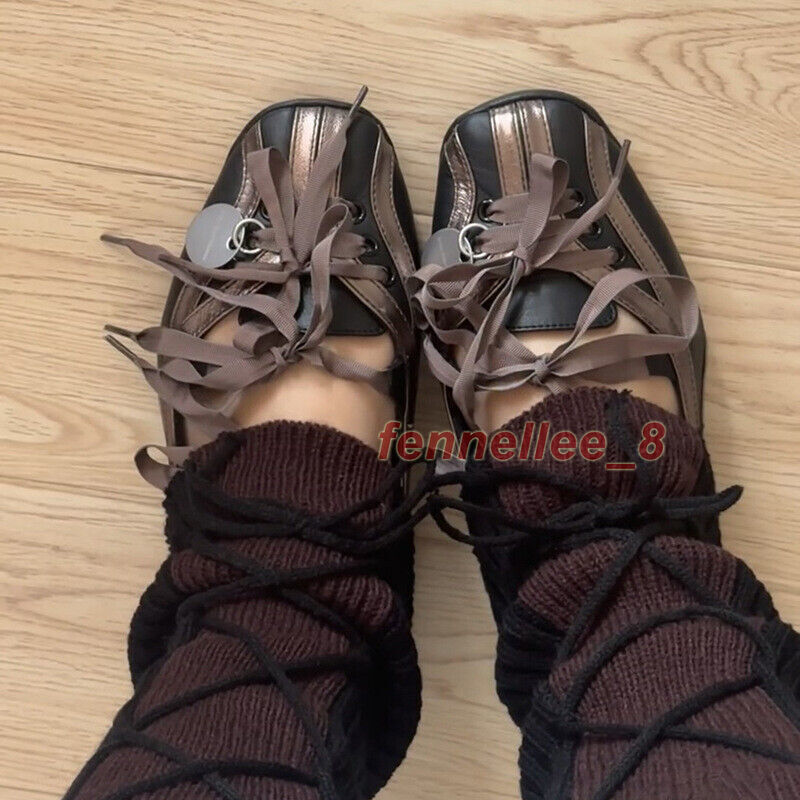 Women Flat Ballet Bowling Shoes Bowknot Loafers Shoes Flat Mary Jane ...