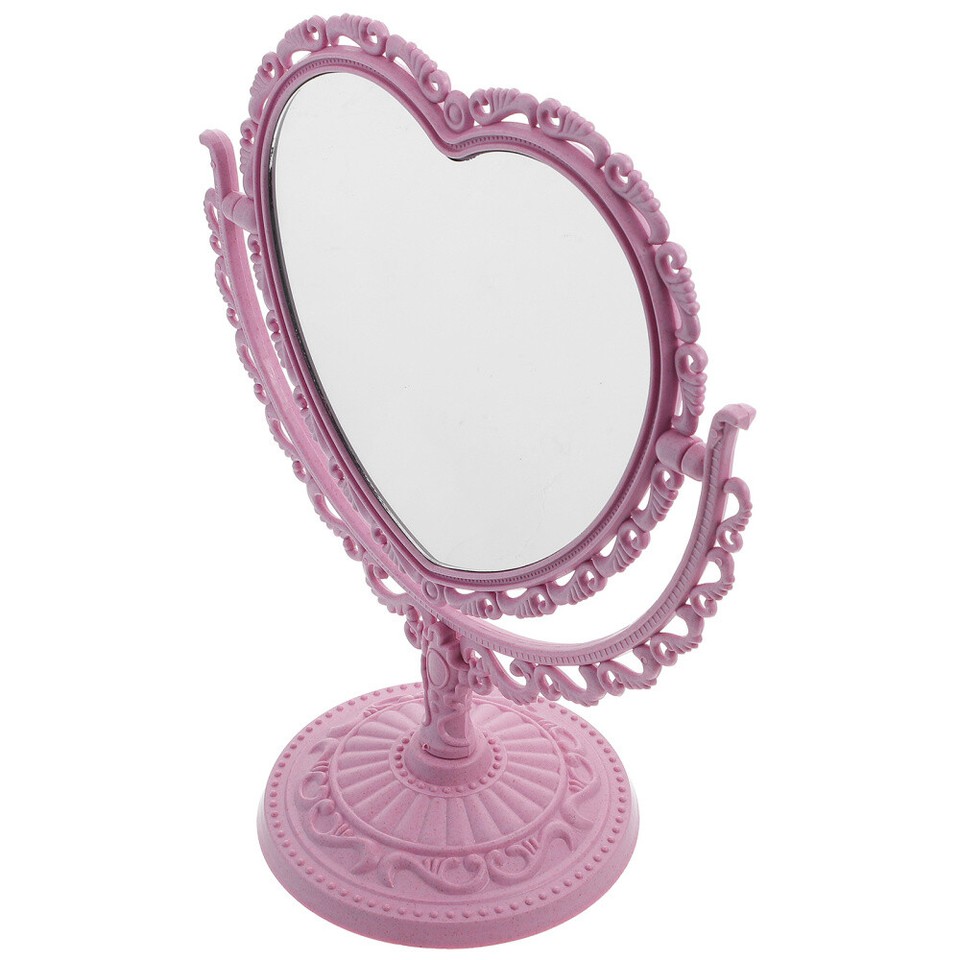 Heart-Shaped Cosmetic Mirror Makeup Retro Travel Woman for Desk ...