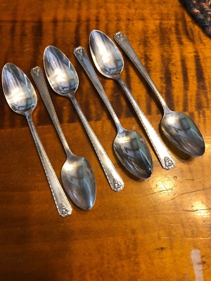 6 Prestige Plate 1945 BORDEAUX Pattern Teaspoons Oneida Silverplate ...