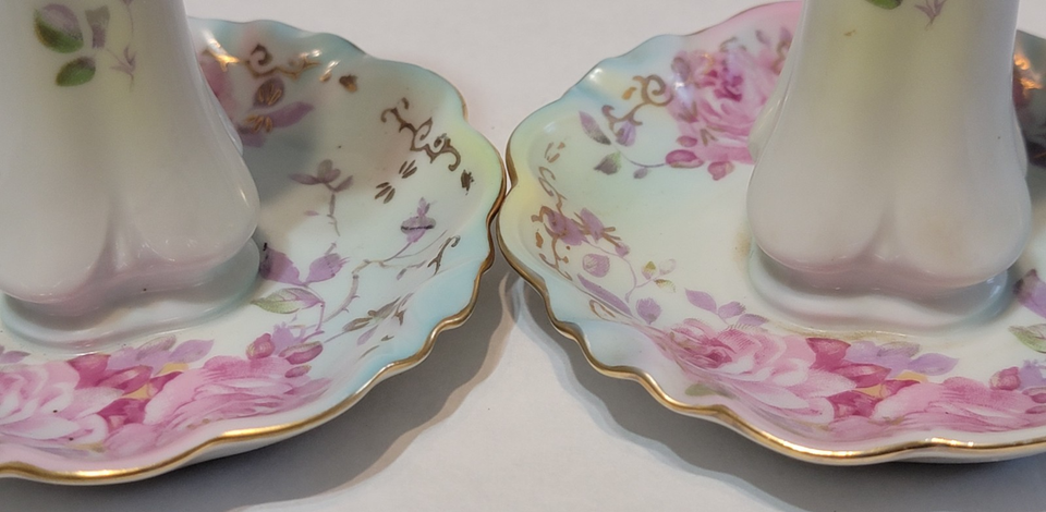 PAIR RS PRUSSIA Hatpin Holders Blue & Floral Design & Ring Holder gold ...