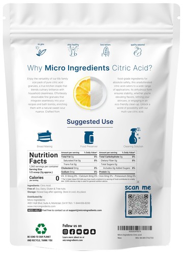 Citric Acid 6 Pounds, Food Grade, Fine Granular Powder | 100% Pure ...