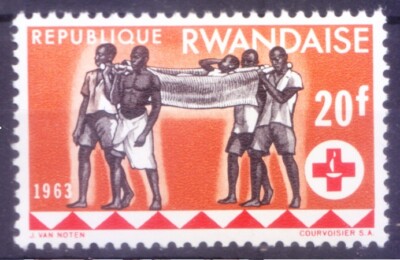 Rwanda 1963 MNH, Stretcher Ambulance of Ancient Times, Medicine red ...