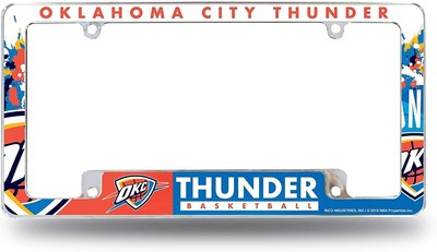 Oklahoma City Thunder Metal License Plate Frame Tag Cover ALL OVER ...