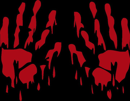 Zombie Bloody Hand Prints Like Dripping Blood or Paint Zombie Survival ...