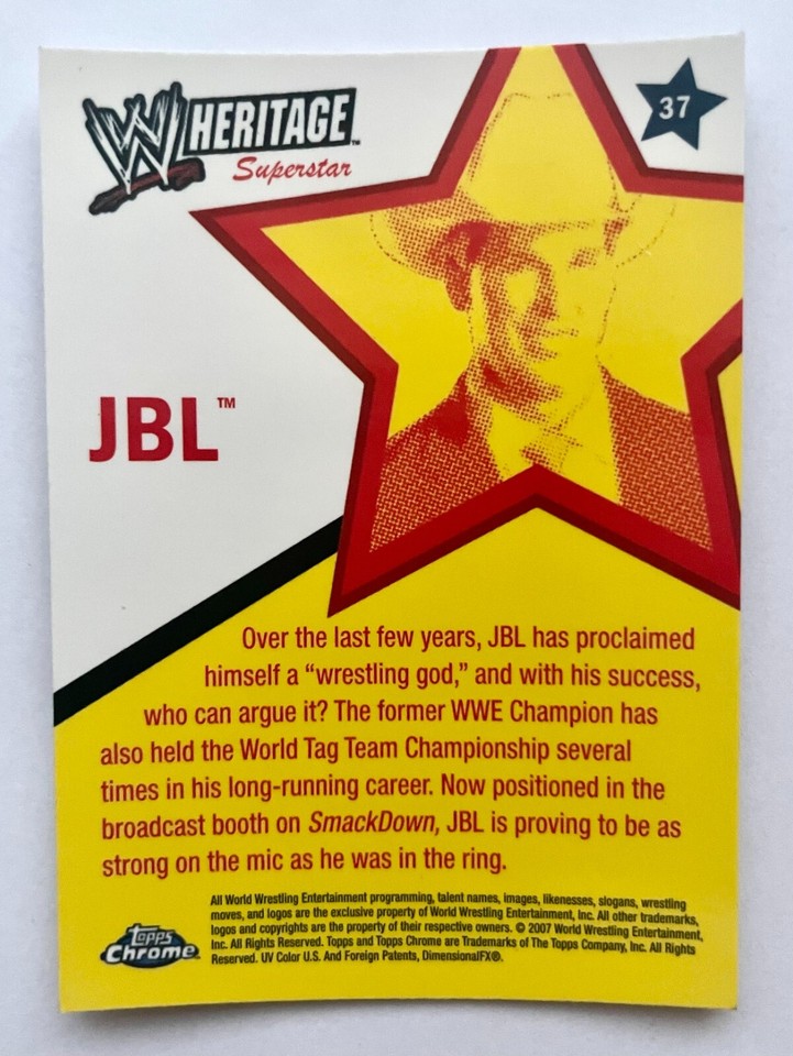 2007 WWE Topps Heritage Chrome JBL #37 Wrestling Card WWF APA Acolytes ...