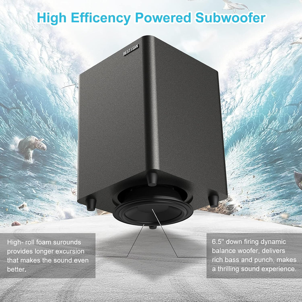 Powered Subwoofer, Deep Bass Subwoofer, down Firing Sub in Compact Size ...