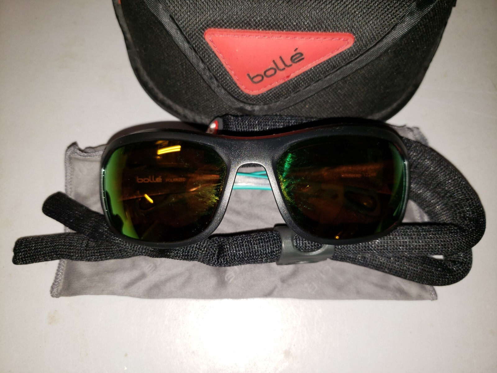 Bolle Men's Whitecap 12248 Matte Black/Green Wrap Polarized Sunglasses ...