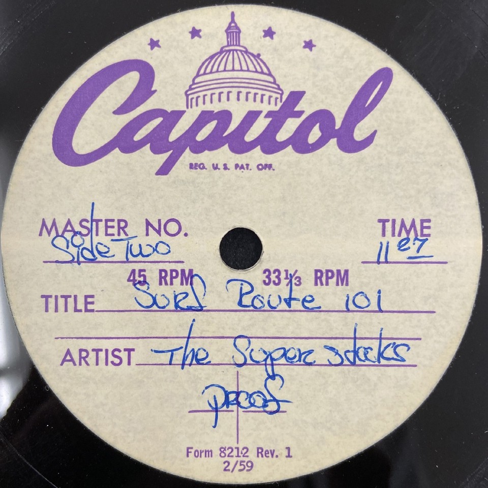 SUPER STOCKS Surf Route 101 1964 Two-Side 12" Metal Acetate HOT ROD ...