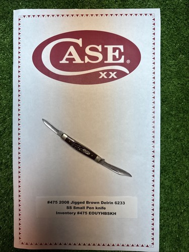 #475 2008 Brown Jigged Delrin 6233 SS Small Pen Case pocket knife used ...