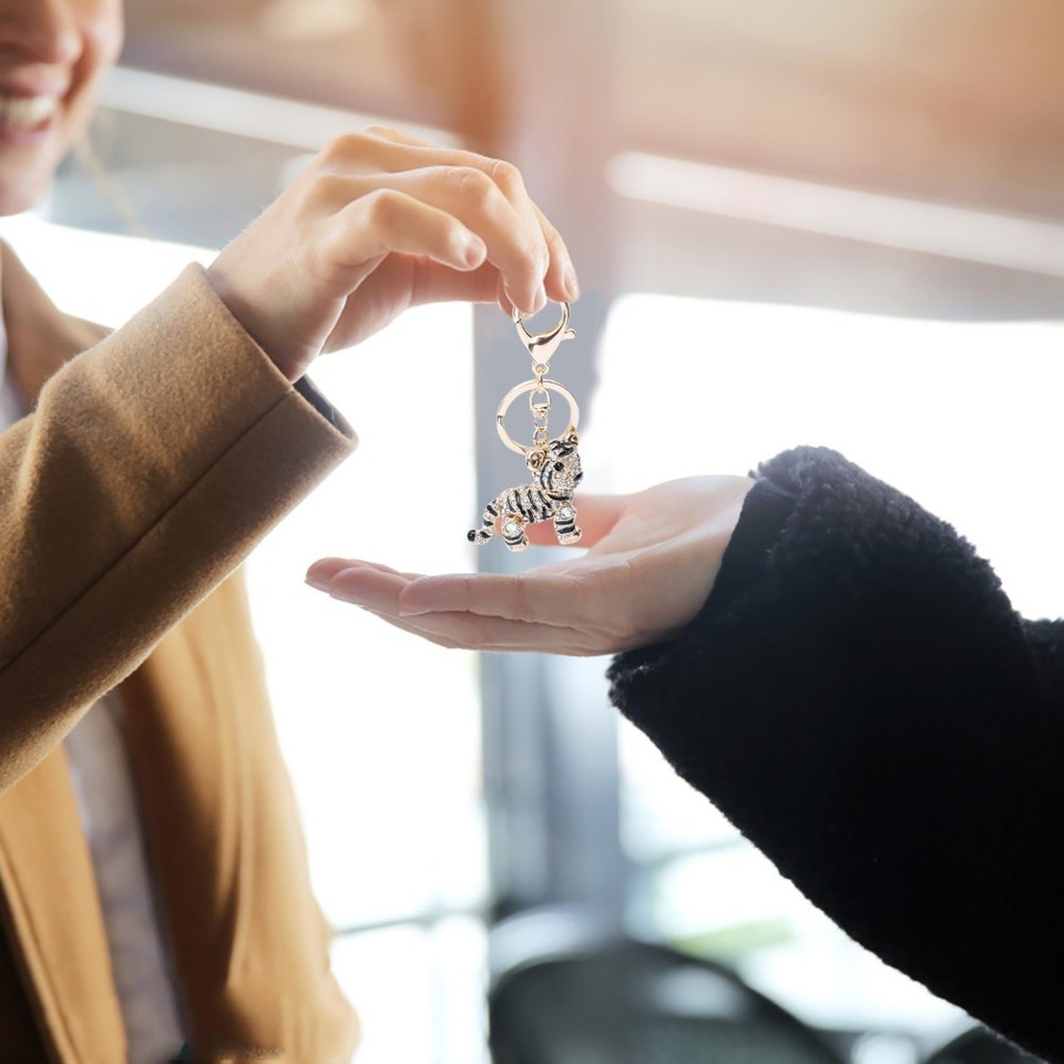 Tiger Key Ring Chain Bag Hanging Pendant Rhinestone Key Holder Tiger ...