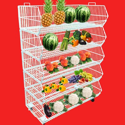 White 5-Tier Stackable Display Baskets – Practical Retail Storage with ...