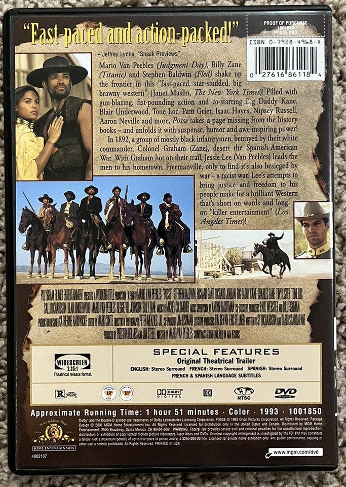 Posse (DVD, 2001) Mario Van Peebles, Stephen Baldwin - In Excellent ...