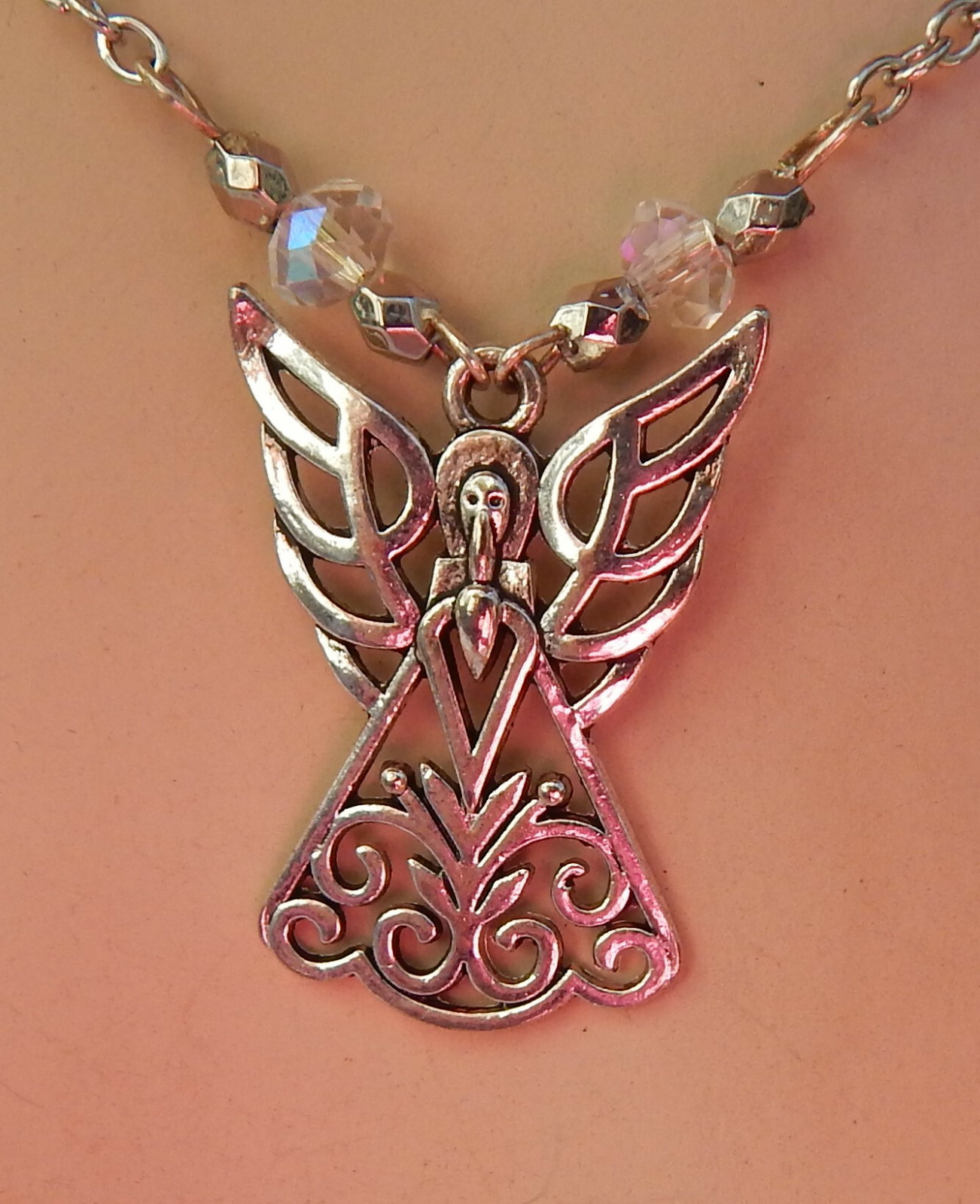 Guardian Angel Pendant Necklace Silver Jewelry Protection Handmade ...