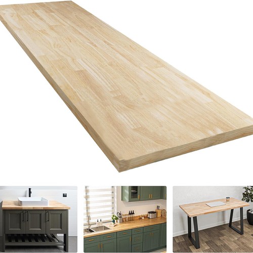 100X60CM Solid Oak Worktop 40MM Thick Natural Wooden Timber Kitchen ...