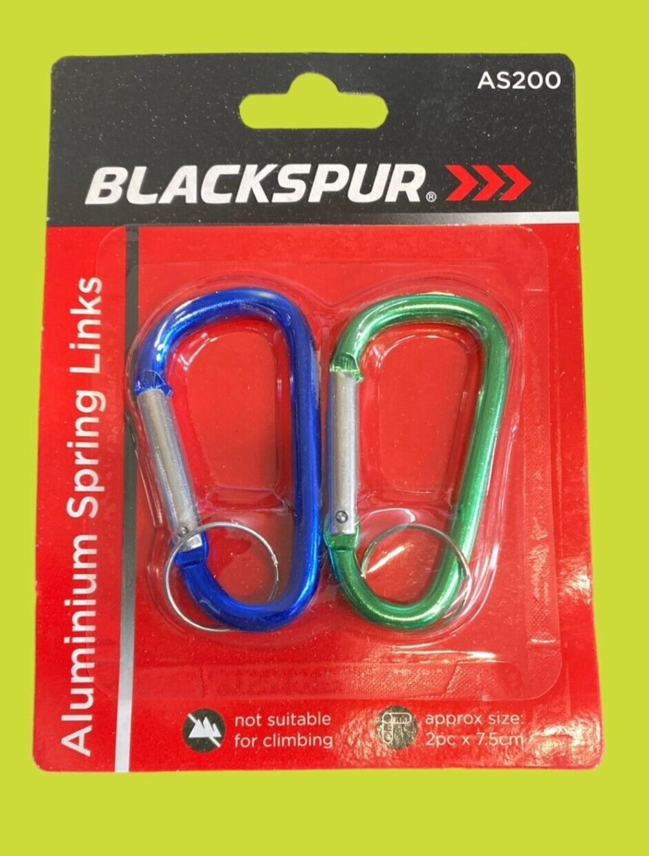 2 x 7.5CM ALUMINIUM SPRING LINKS CAMPING CLIPS CARIBINER Snap Hooks KEY ...