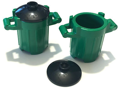 *NEW* 5 Pieces Lego Trash Can Dust Bin GREEN 2x2x2 with BLACK LIDS | eBay