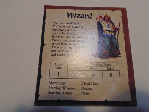 1989 / 1990 Heroquest. Wizard Card Replacement parts acceptable | eBay