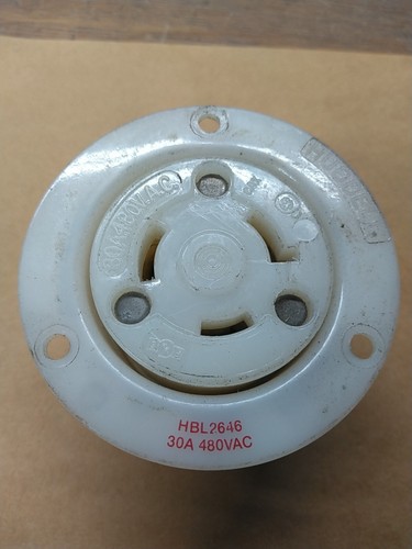 Hubbell HBL2646 Twist-Lock Flanged Receptacle 2P 3W 30A 480V NEMA L8 ...