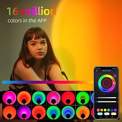 Sunset Lamp Projector LED Lights APP Remote Sunset Light 16 Colors ...