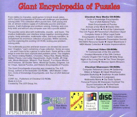 Giant Encyclopedia of Puzzles (PC-CD, 1995) for Win/DOS - NEW CD in ...