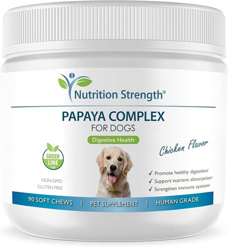 #Nutrition Strength Papaya for Dogs Digestive Enzyme Complex 90 Chews ...
