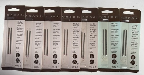 Lot CROSS Mini Ball-point Pen Refills (2) 8518-1 Black (5) 8518-2 Red ...