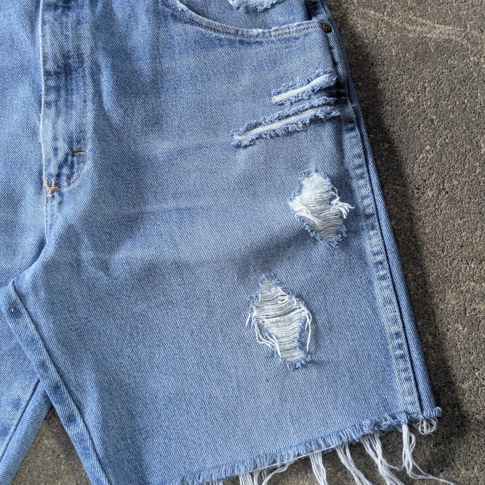 Vintage Distressed Cut Off Denim Jean Shorts Size 34 Blue Jorts 8 ...