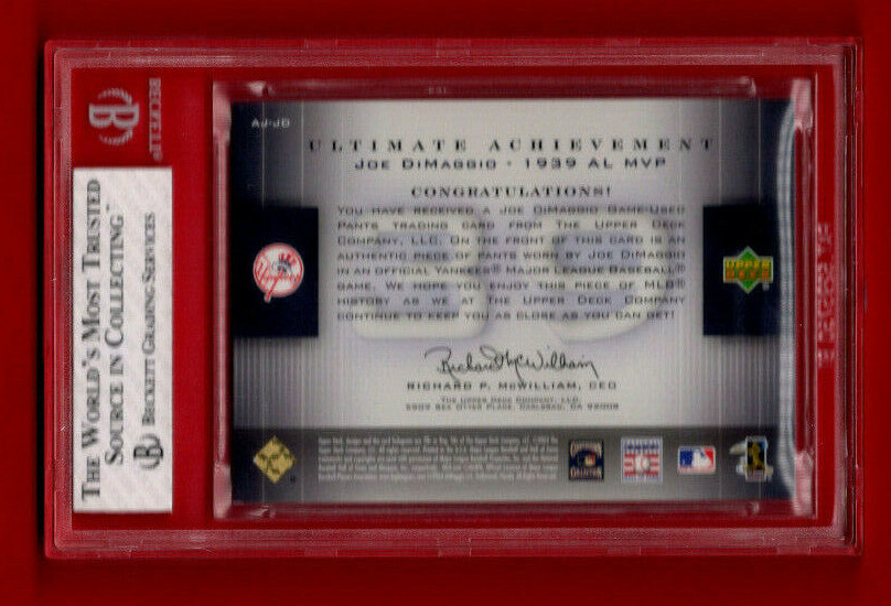 2004 UD Ultimate Collect Achieve #AJJD JOE DIMAGGIO Pants BGS Graded NM ...