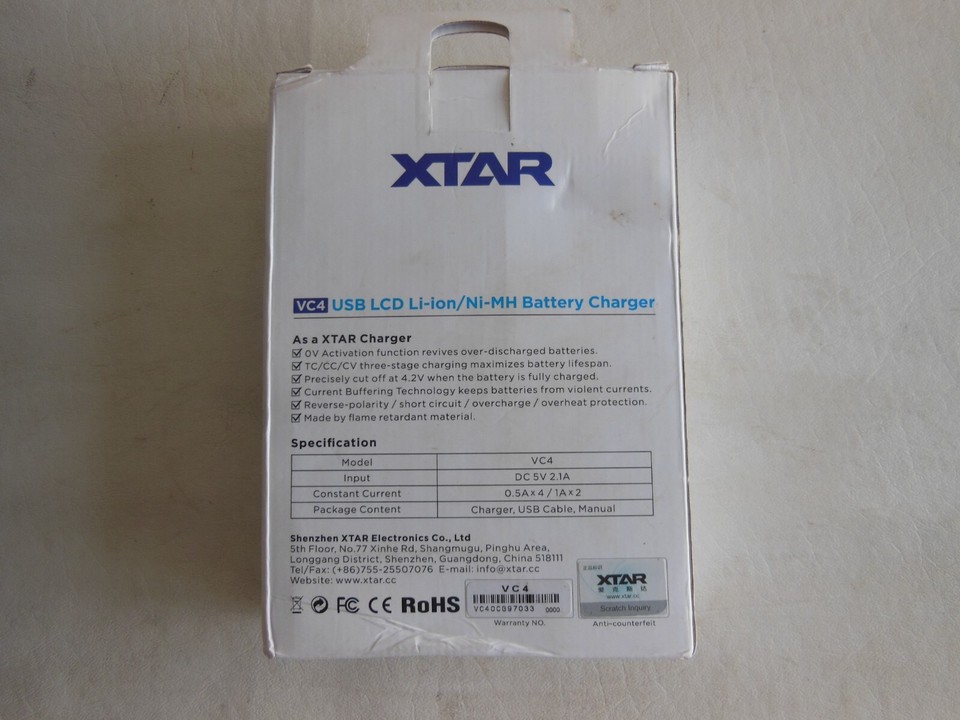 XTAR VC4 USB Battery Charger LCD Display Li-ion Ni-MH 14500 18650 32650 ...
