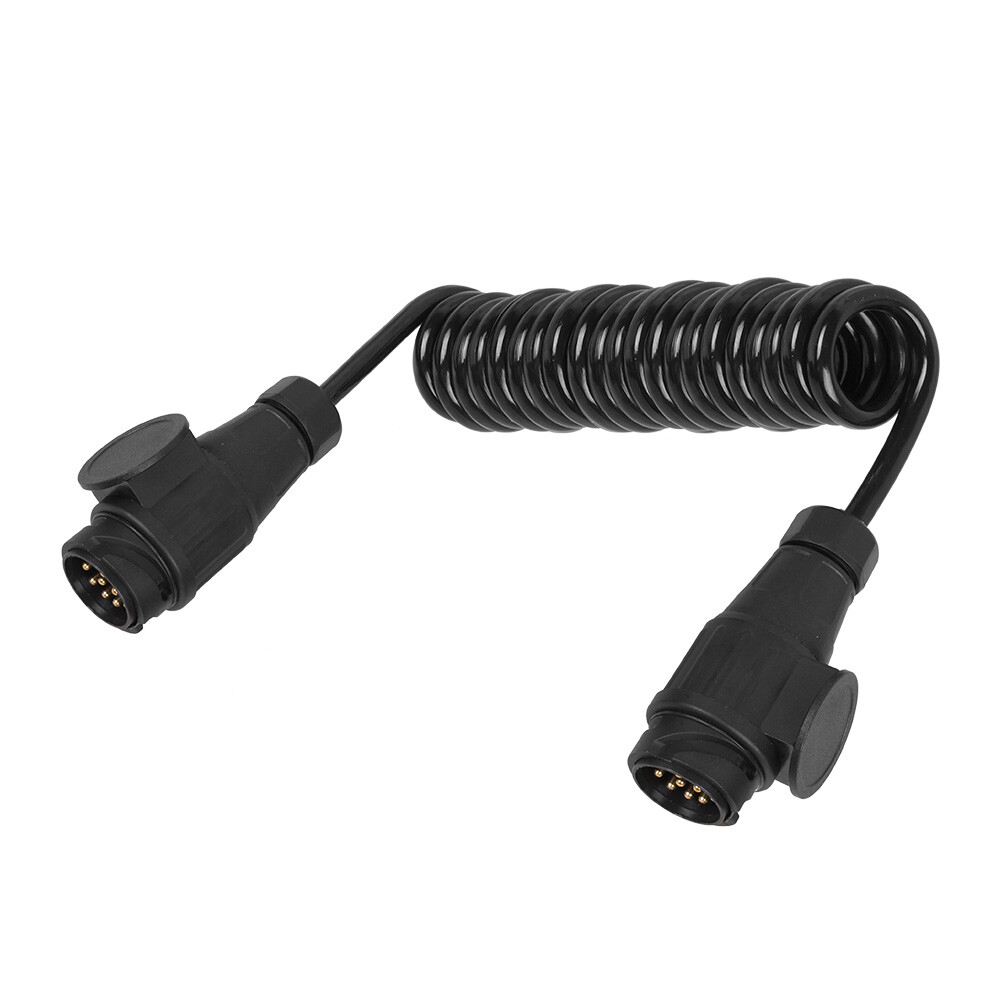 3M 13 Pin Trailer Extension Coiled Cable 13 Core Male & Male Connector ...