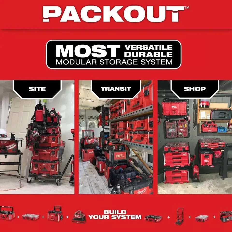 Milwaukee 48-22-8440 PACKOUT Impact Resistant Tool Storage System Crate ...