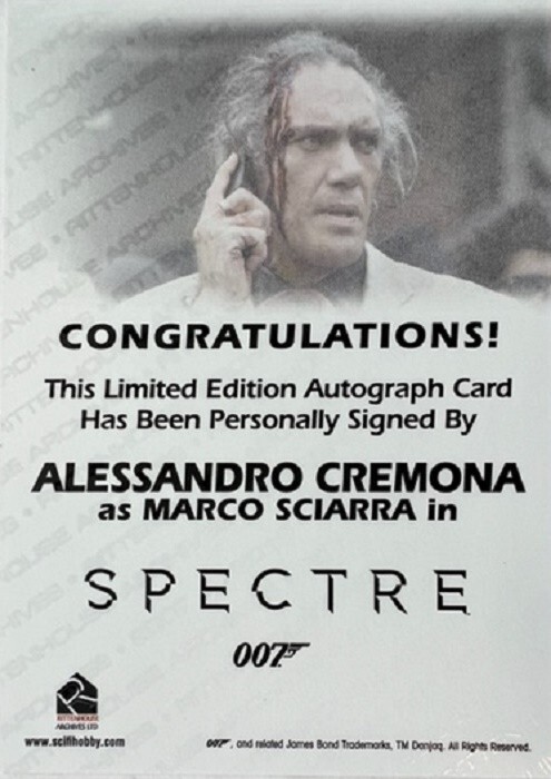 Alessandro Cremona Autograph in Spectre, from James Bond Archives Final ...