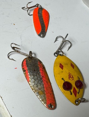 VTG Lot Of 3 Small Daredevil Spoons Lure Red Eye Junior High Visibility ...