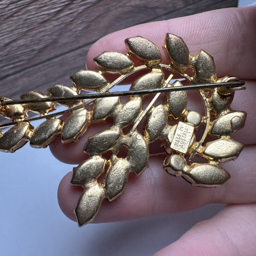 Made In Austria Brown & Clear Rhinestone Spray Gold Tone Brooch Pin ...