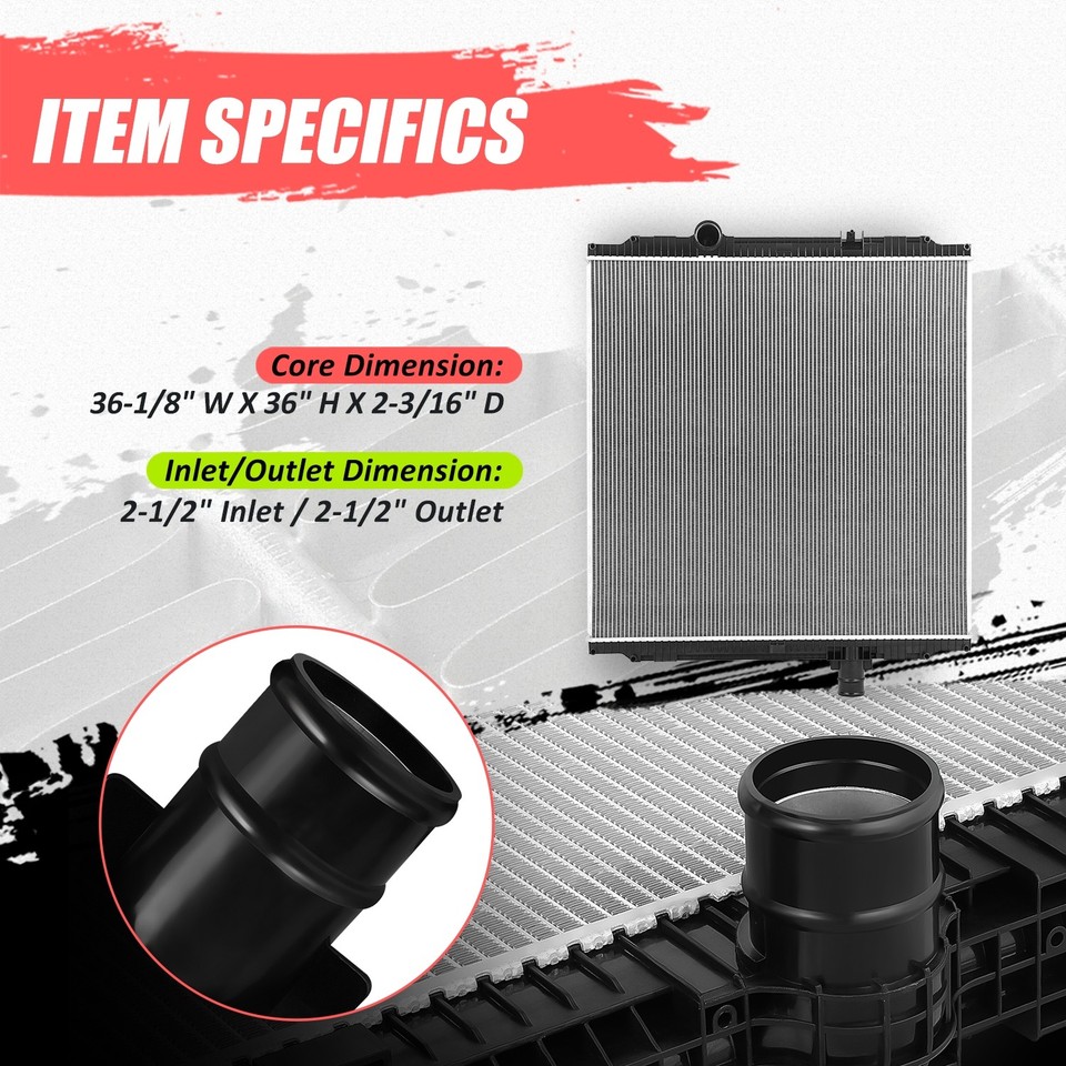 2-Row Radiator for Perterbilt 389 386 384 Kenworth T800 W900 T400 Truck ...
