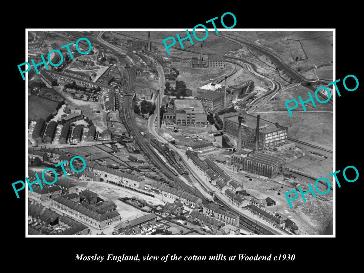 OLD LARGE HISTORIC PHOTO OF MOSSLEY ENGLAND THE WOODEND COTTON MILLS ...