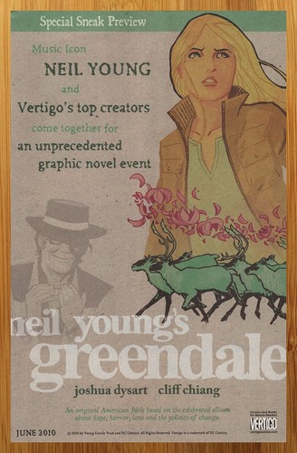 2010 Vertigo Neil Young's Greendale Print Ad/Poster Cliff Chiang Comic ...